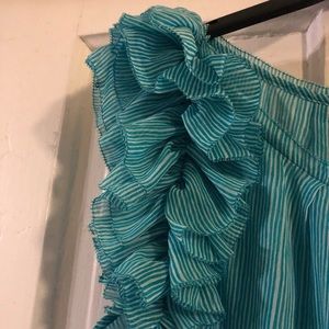 Banana Republic | Tops | Teal Ruffle Sleeve Blouse | Poshmark